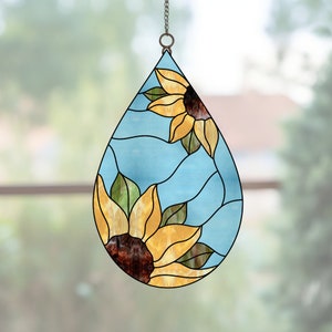 Sunflower Stained Glass Pattern, Flower Stained Glass Pattern, Digital ...