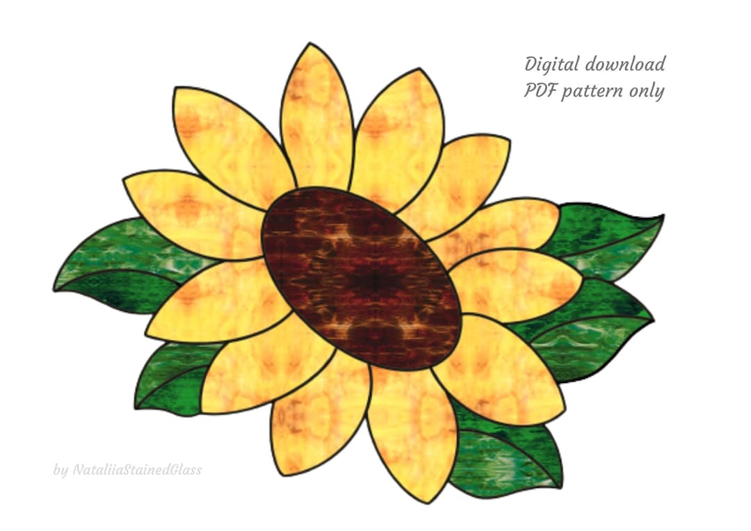 Sunflower Stained Glass Pattern Digital Download Simple Flower Etsy