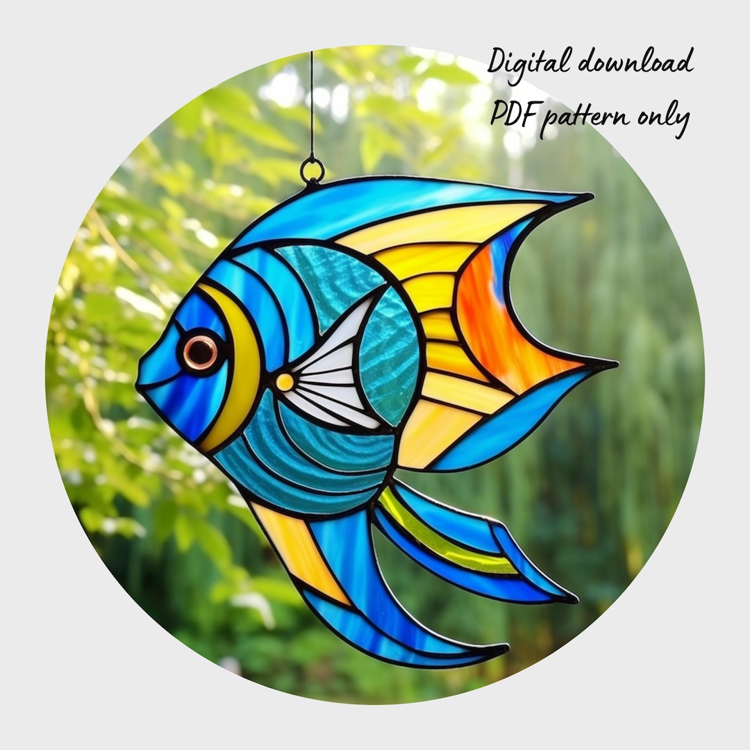 Fish Stained Glass Pattern Sea Animal Stained Glass Pattern Digital ...