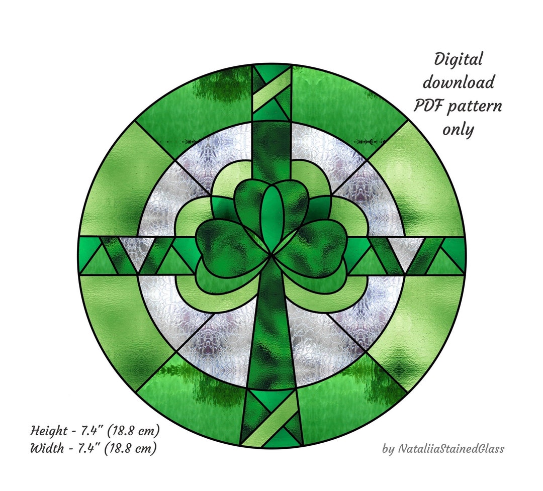 Clover Stained Glass Pattern Digital Download Cross Pattern DIY Stained ...