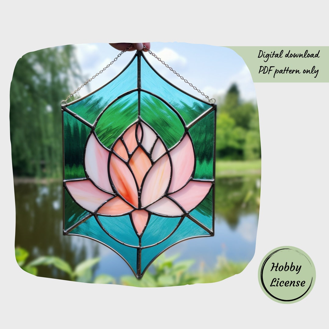 Lotus Stained Glass Pattern, Digital Download, DIY Suncatcher Home ...