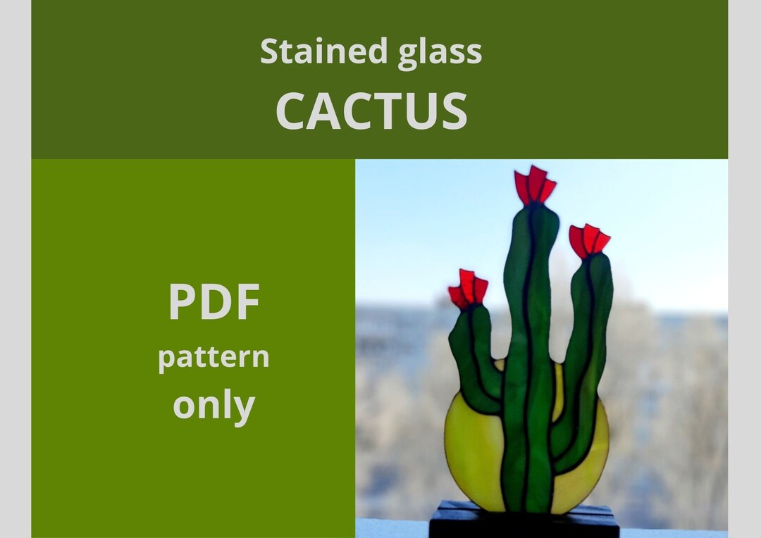 Cactus Stained Glass Pattern, Digital Download Pattern, DIY Suncatcher ...