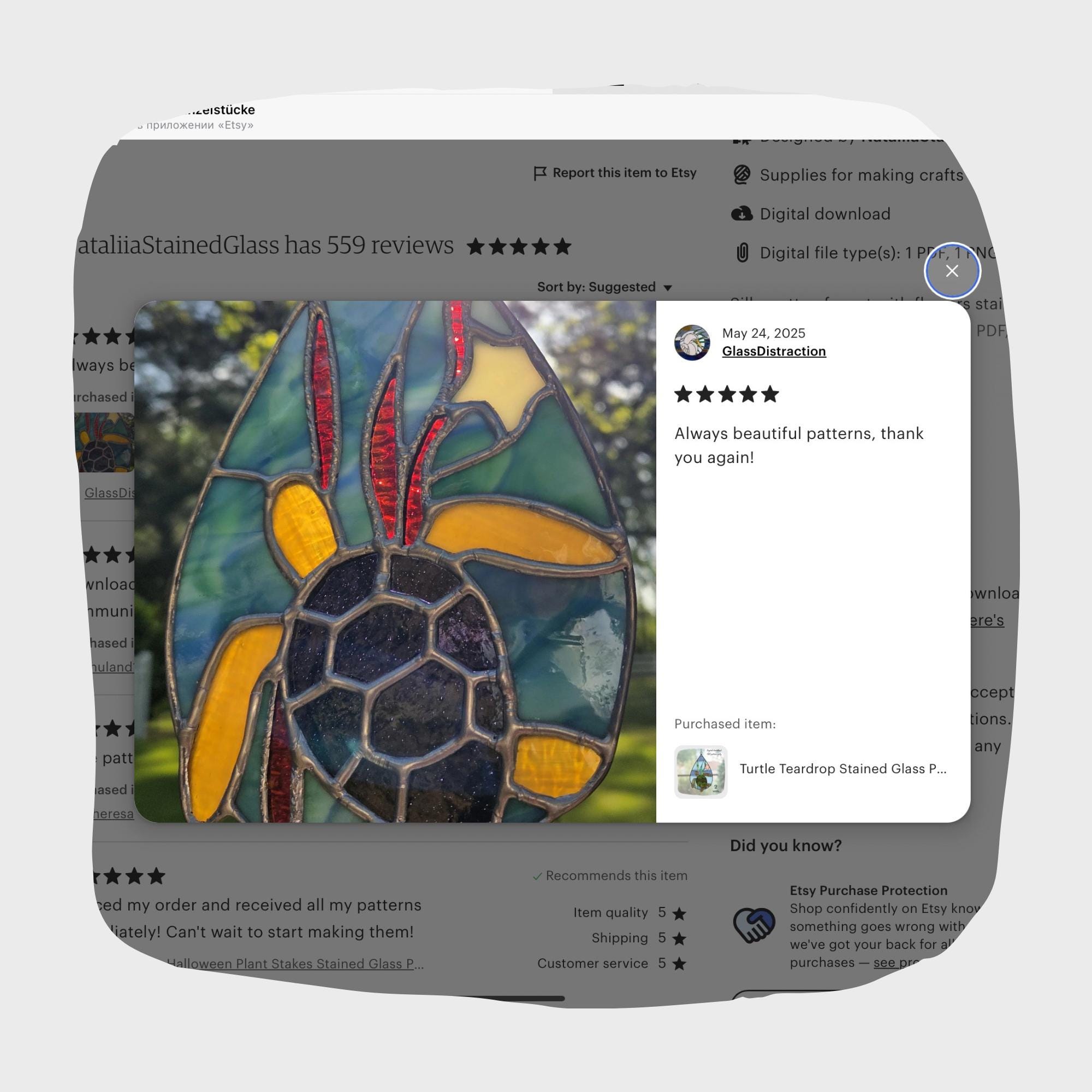 Turtle Teardrop Stained Glass Pattern, Digital Download, DIY Suncatcher ...