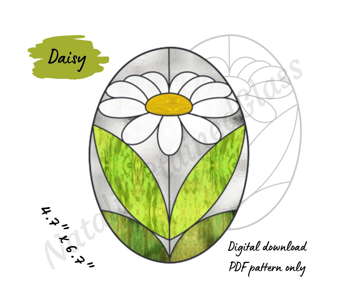 Daisy Stained Glass Pattern Flower Suncatcher Digital Download - Etsy