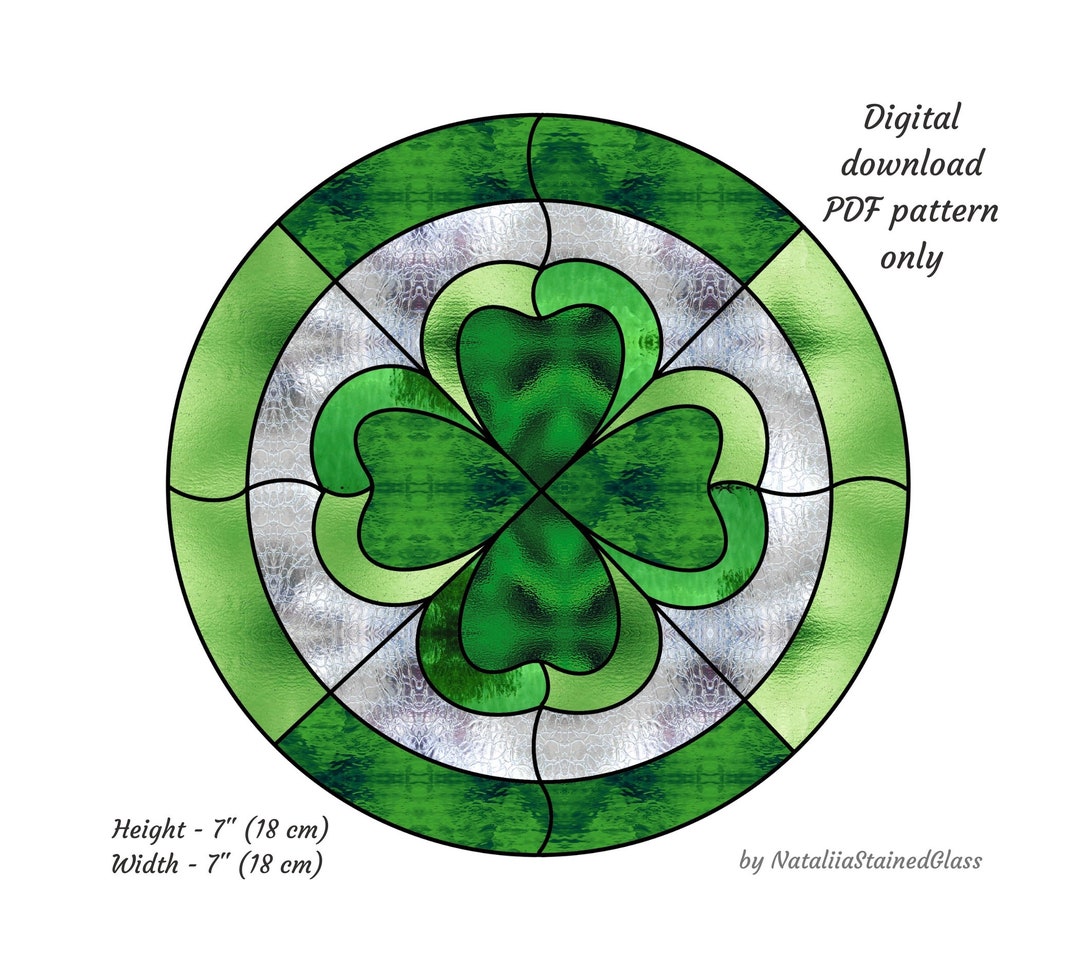 Shamrock Stained Glass Pattern Irish Suncatcher Digital Download Window ...
