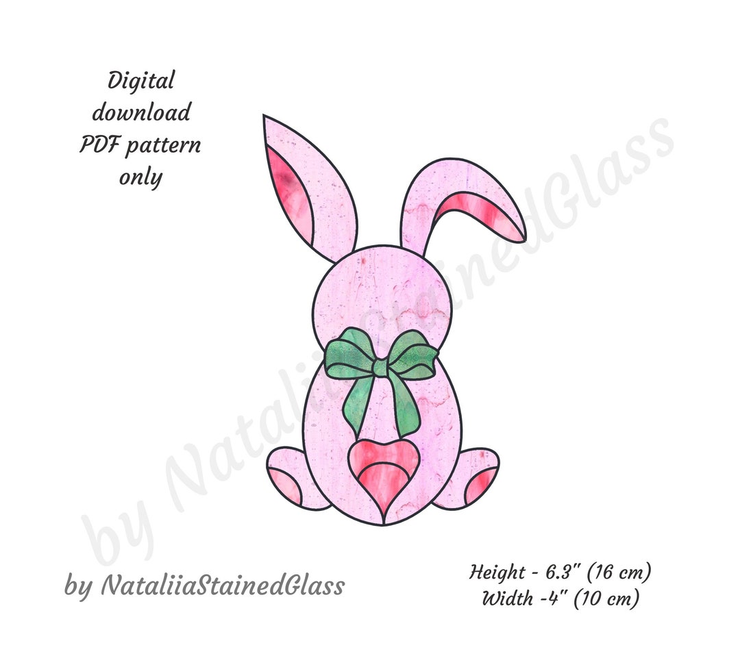 Easter Bunny Stained Glass Pattern Rabbit Stained Glass Pattern Digital ...