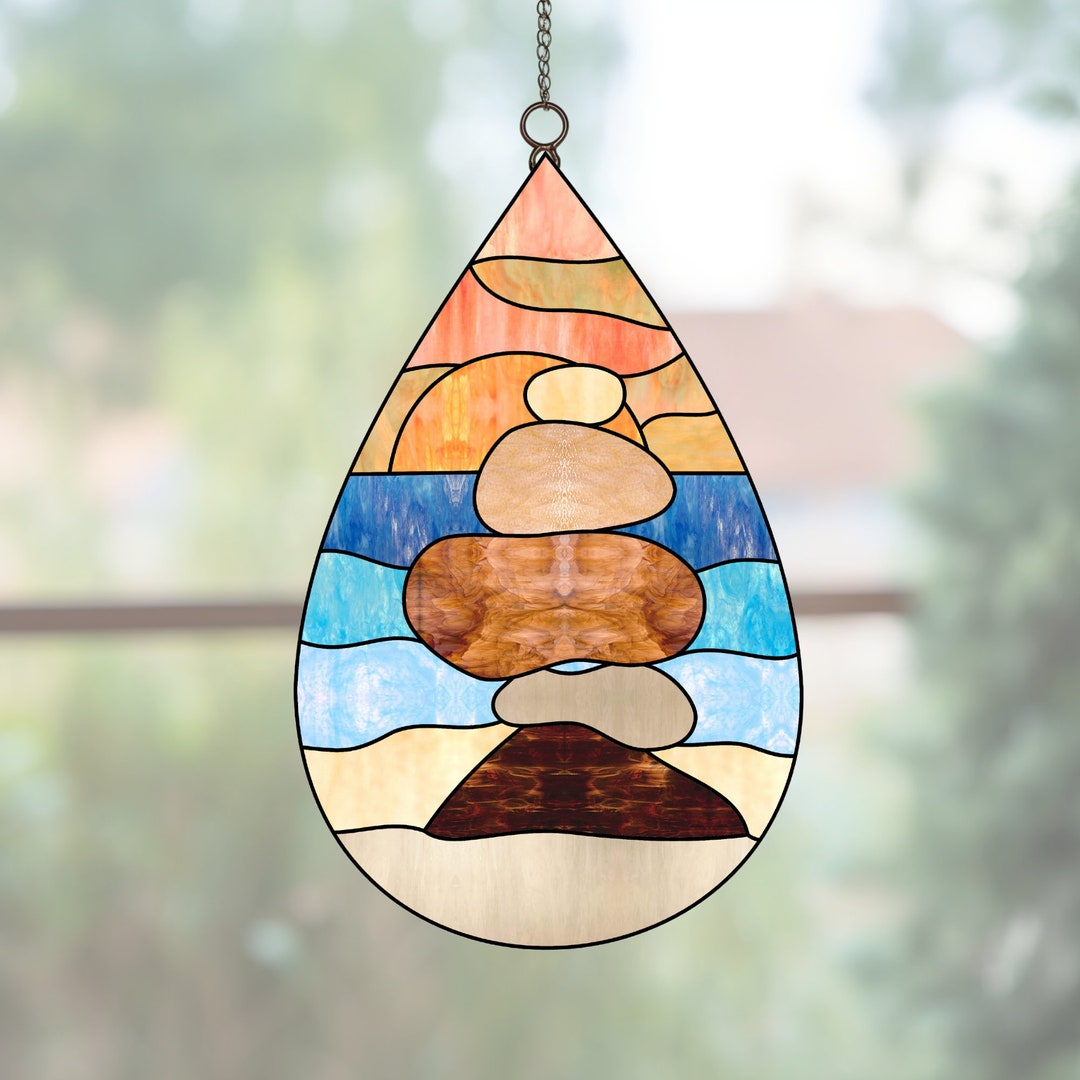 Sunset Stained Glass Pattern, Zen Stained Glass Pattern, Digital ...