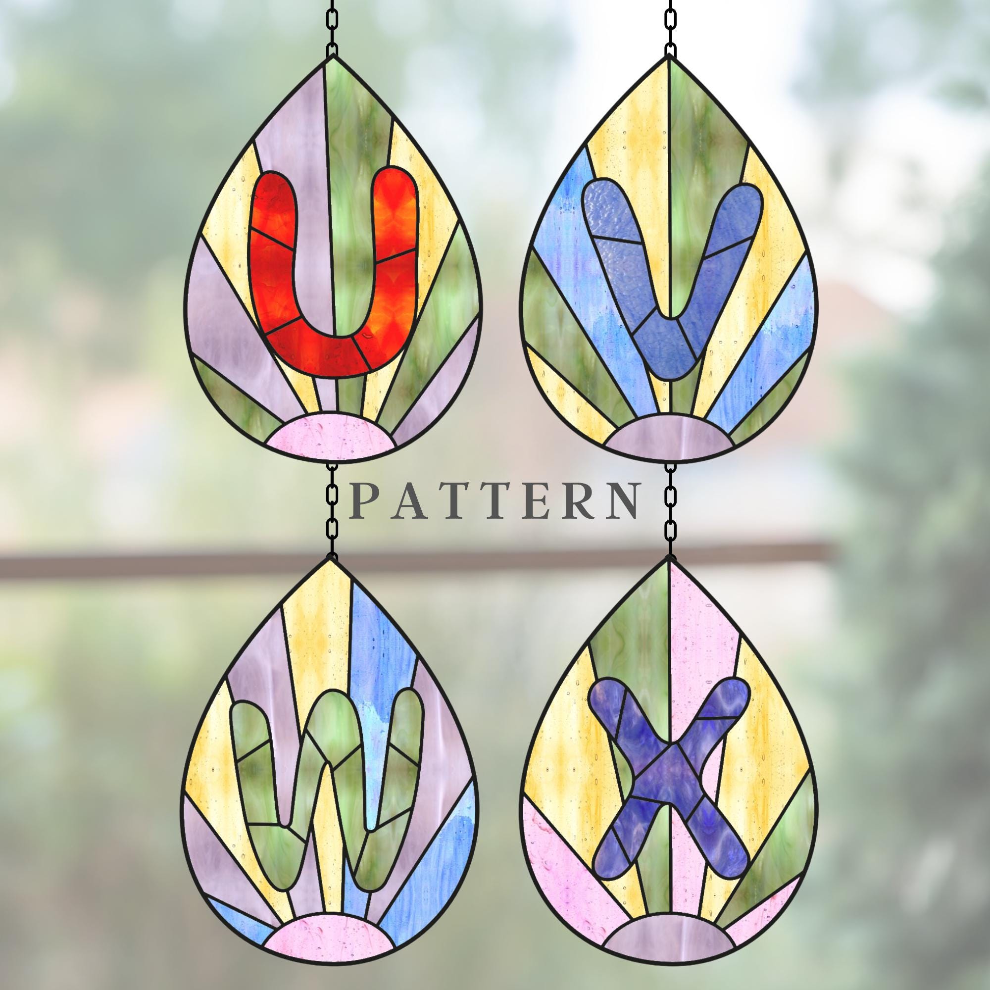 Initial Letter Teardrop Stained Glass Pattern, Digital Download, DIY ...