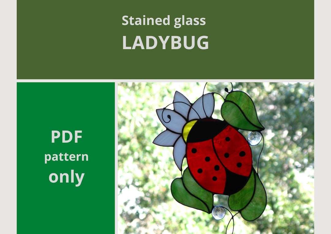 Ladybug Stained Glass Pattern DIGITAL DOWNLOAD Suncatcher Window ...