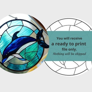 Dolphin Stained Glass Pattern, Digital Download, DIY Suncatcher Home ...