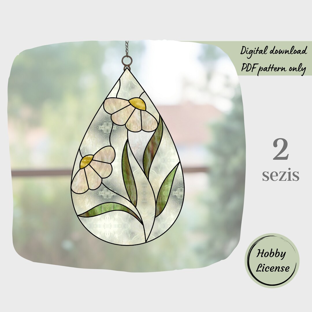 Daisy Stained Glass Pattern, Flower Stained Glass Pattern, Digital ...