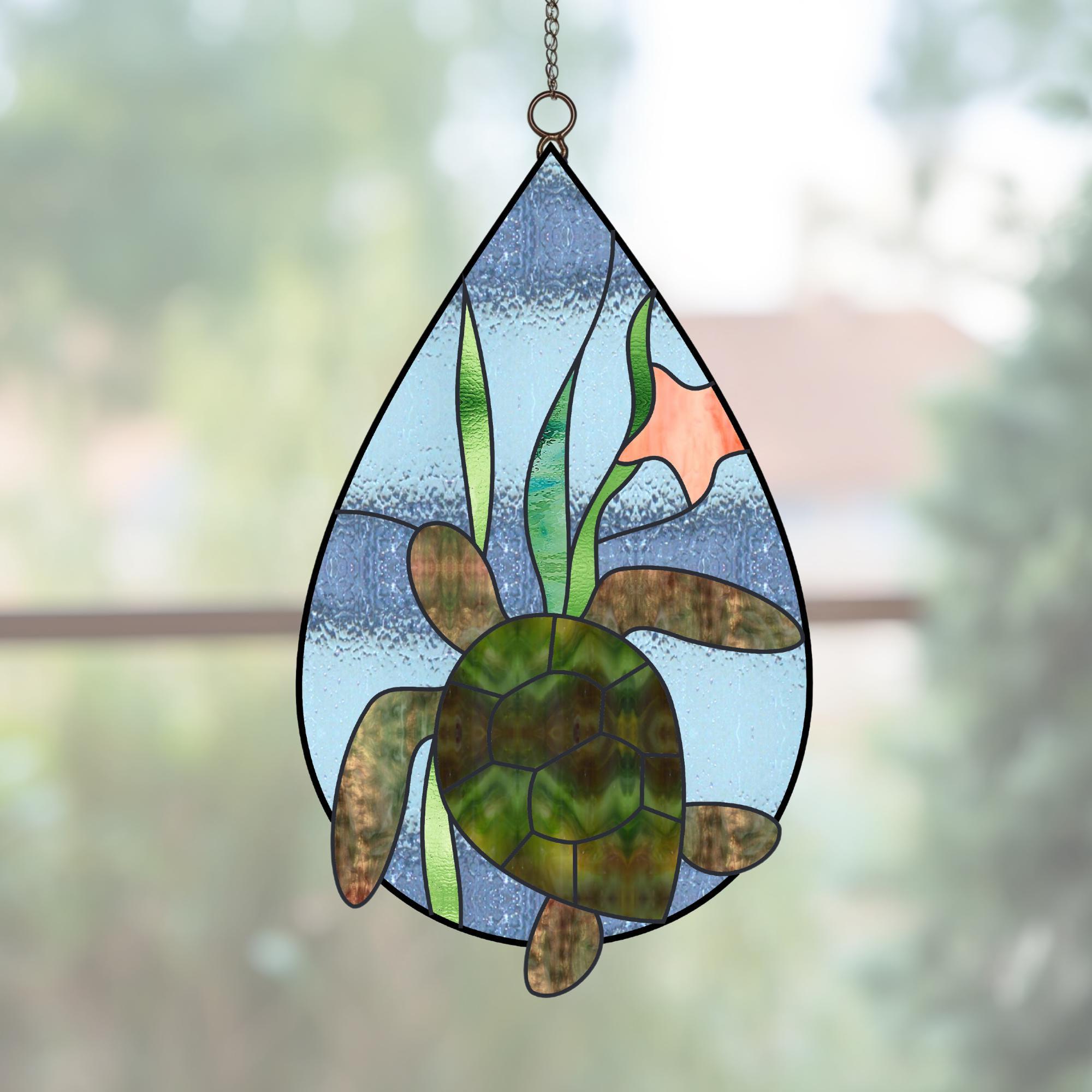 Turtle Teardrop Stained Glass Pattern, Commercial License, Digital ...