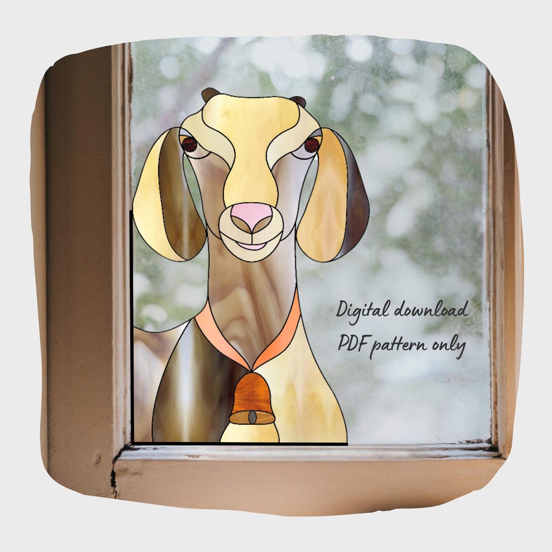Goat Stained Glass Pattern, Digital Download, DIY Suncatcher Home Decor ...