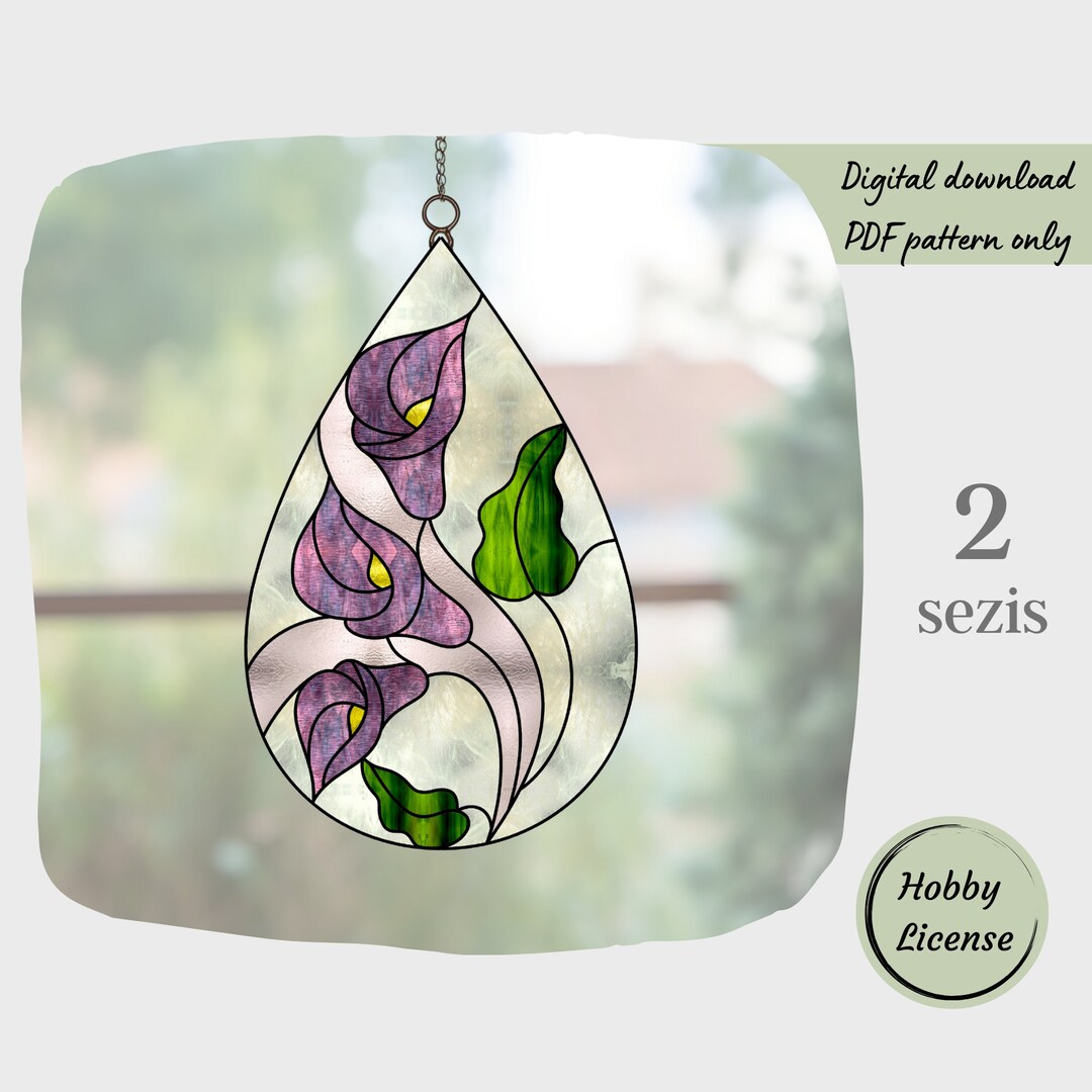 Calla Lily Stained Glass Pattern, Flower Stained Glass Pattern, Digital ...