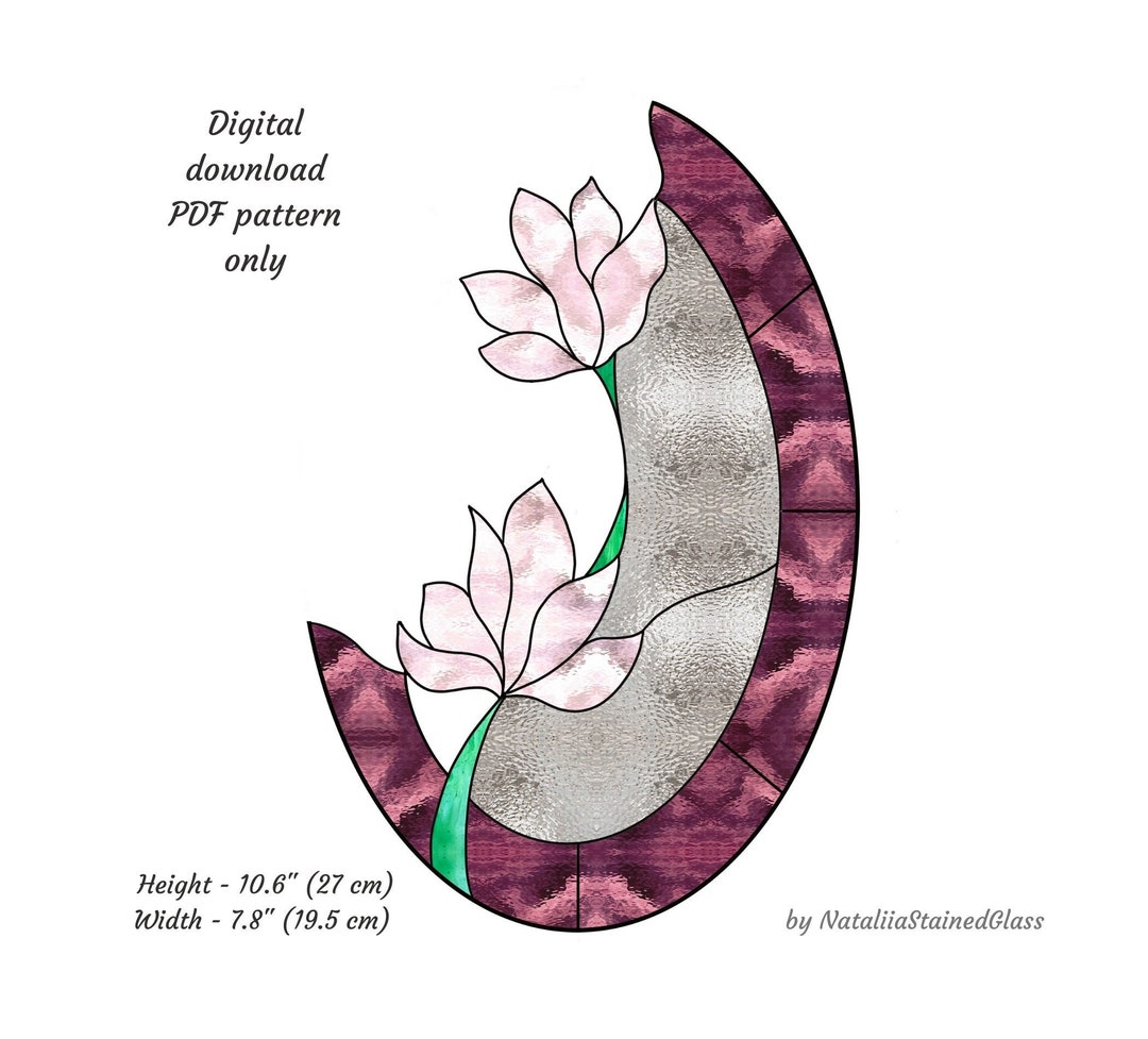 Magnolia Flower Stained Glass Pattern, Digital Download, DIY Suncatcher ...