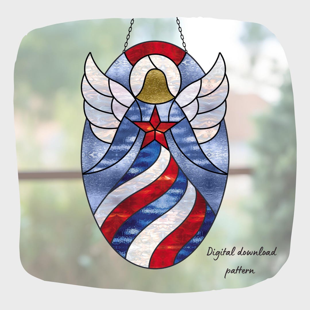 Patriotic Angel Flag Stained Glass Pattern, Digital Download, DIY ...