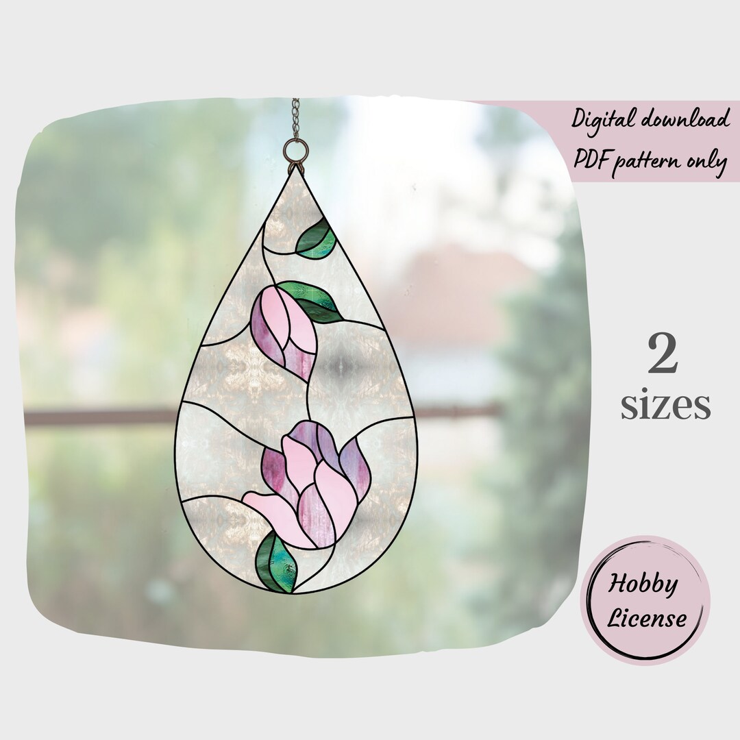 Magnolia Staine Glass Pattern, Flower Stained Glass Pattern, Digital ...