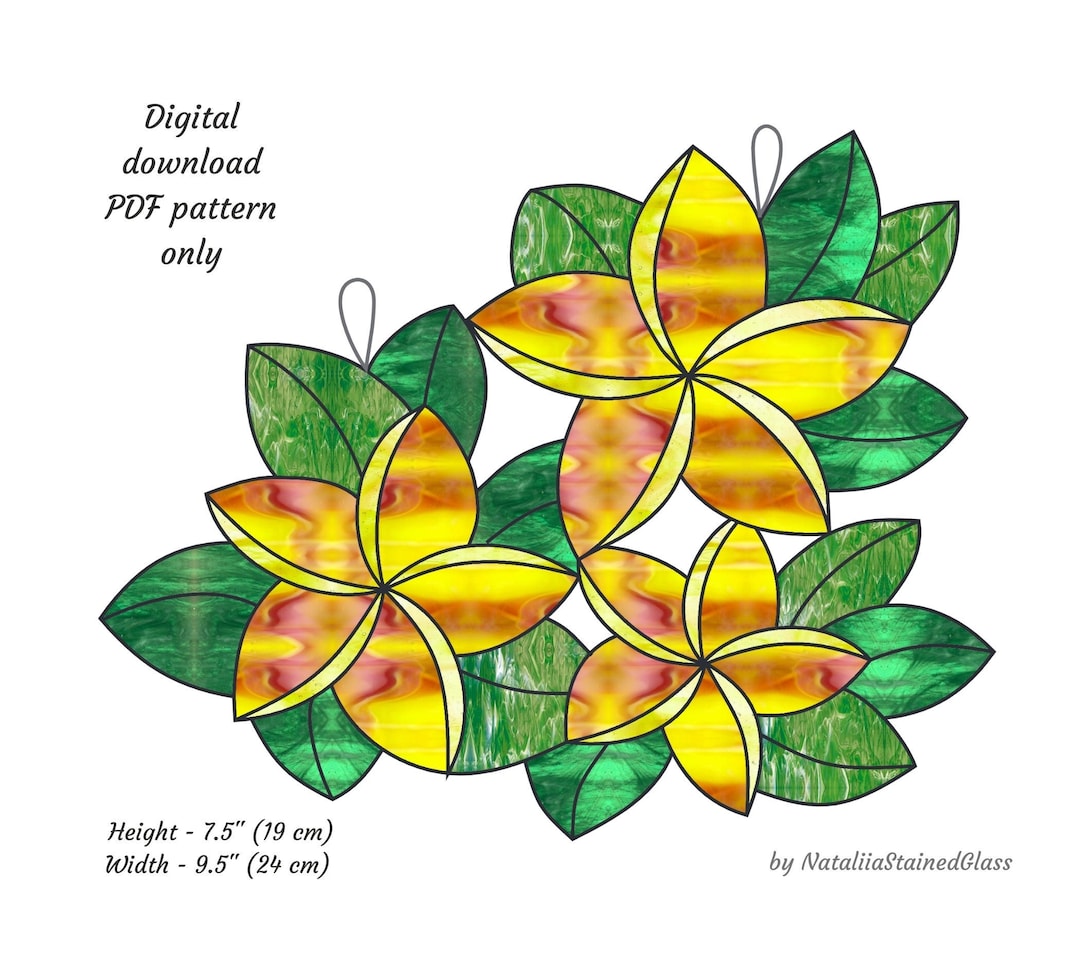 Plumeria Stained Glass Pattern Digital Download Suncatcher Tropical ...