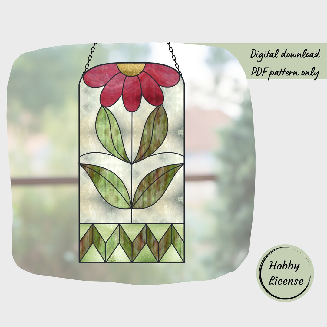 Daisy Flower Stained Glass Pattern, Digital Download, DIY Suncatcher ...