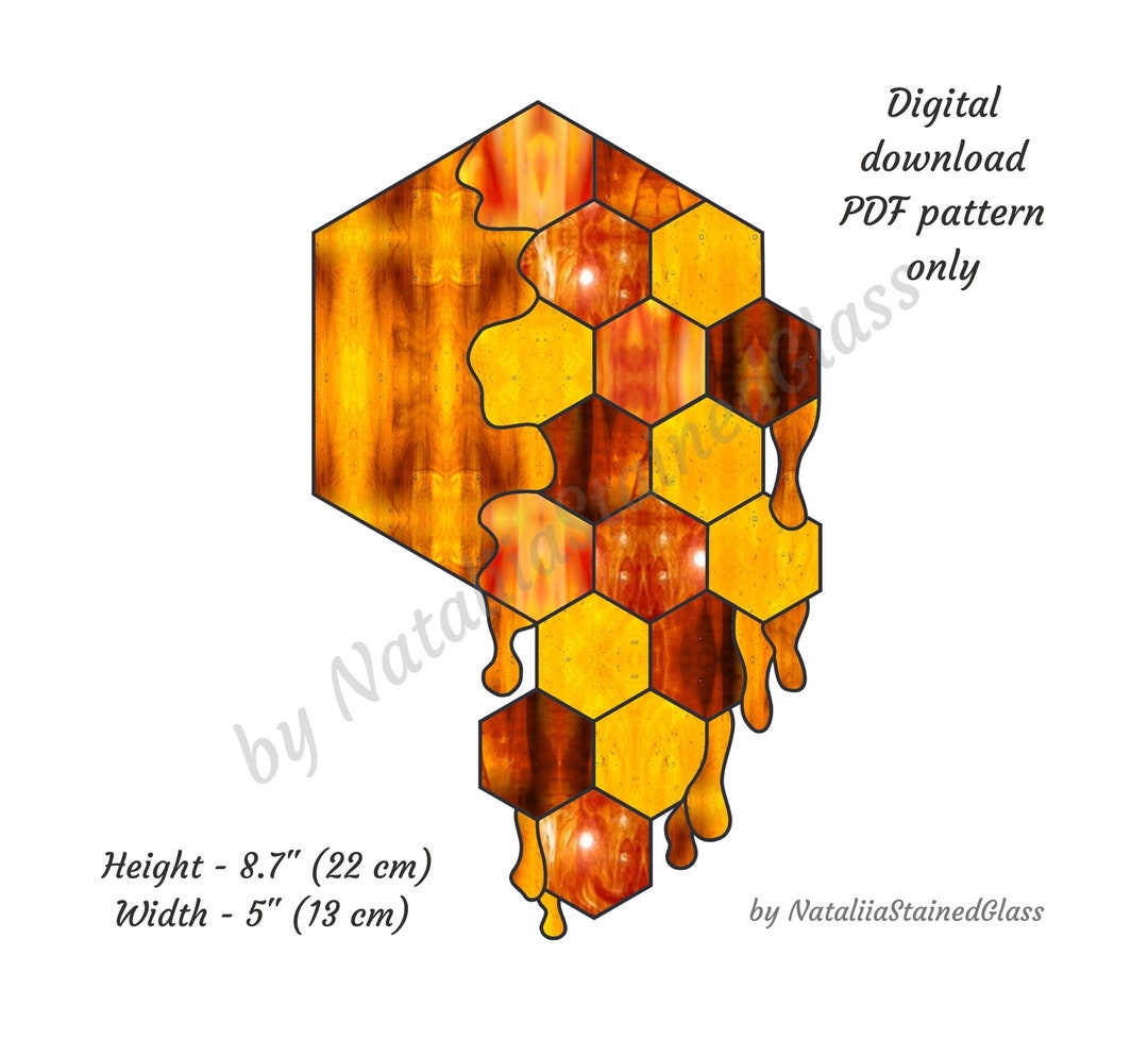 Honeycomb Stained Glass Pattern, Digital Download, DIY Suncatcher Home ...