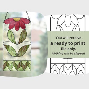 Daisy Flower Stained Glass Pattern, Digital Download, DIY Suncatcher ...