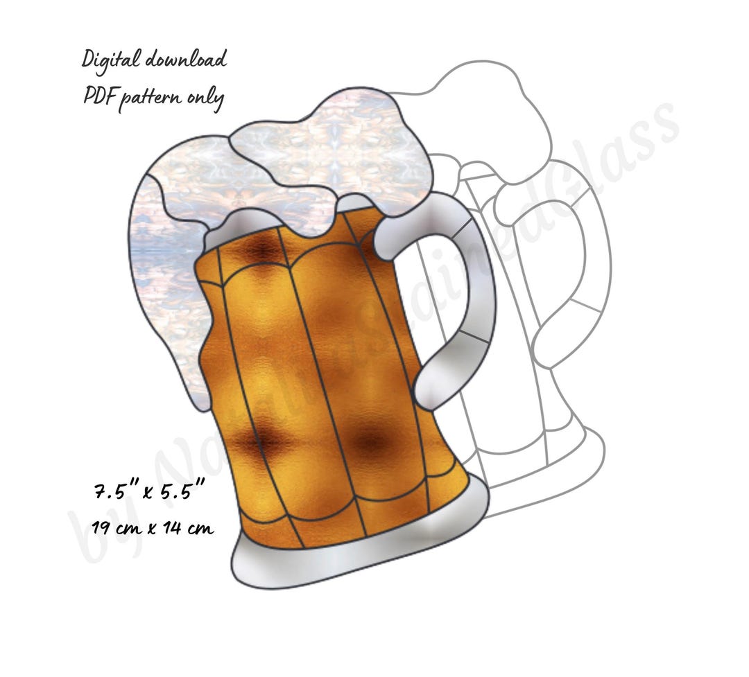 Beer Mug Stained Glass Pattern, Digital Download Pattern, DIY ...