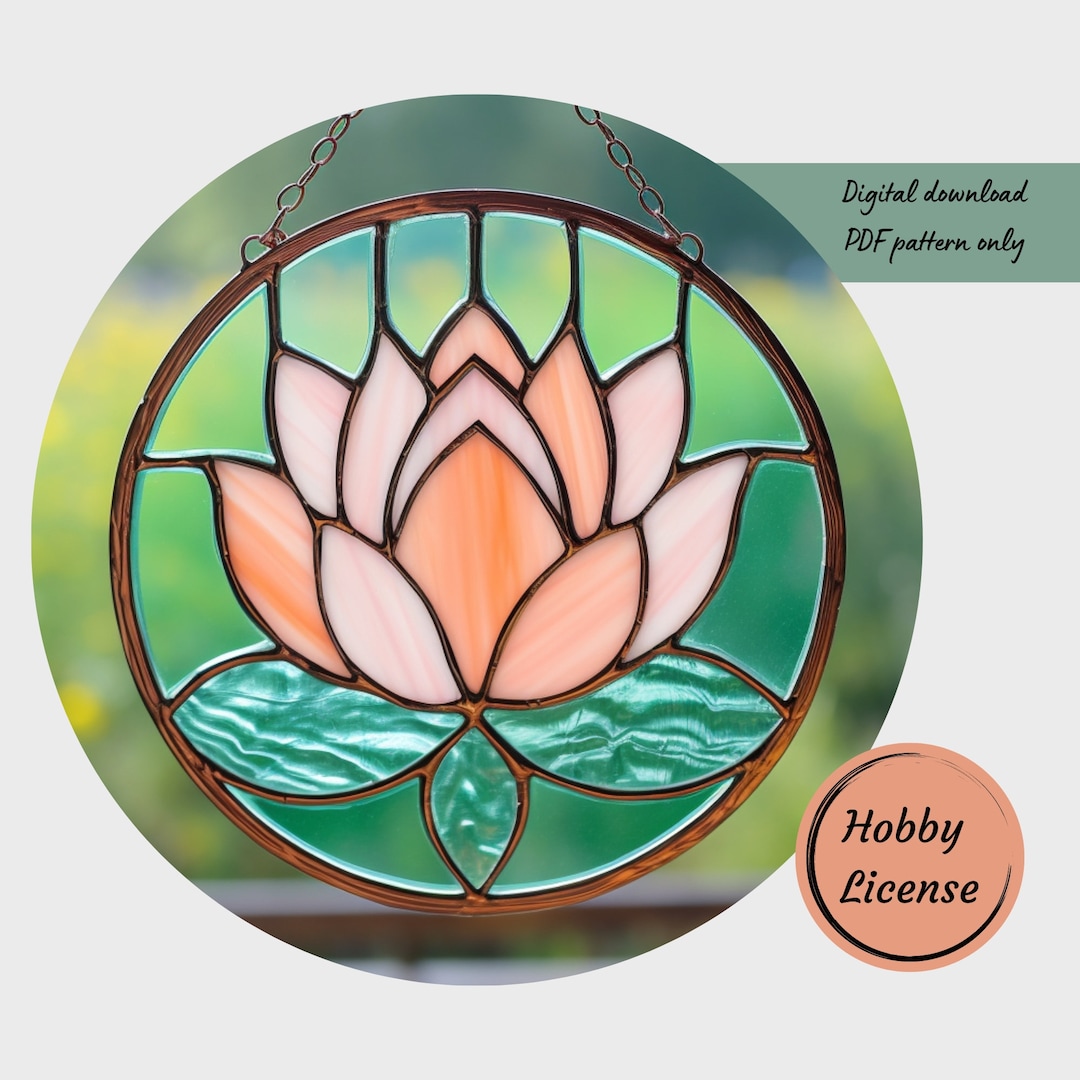 Lotus Stained Glass Pattern Flower Stained Glass Pattern Digital ...