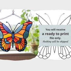 Butterfly Stained Glass Pattern Digital Download Pattern DIY Suncatcher ...