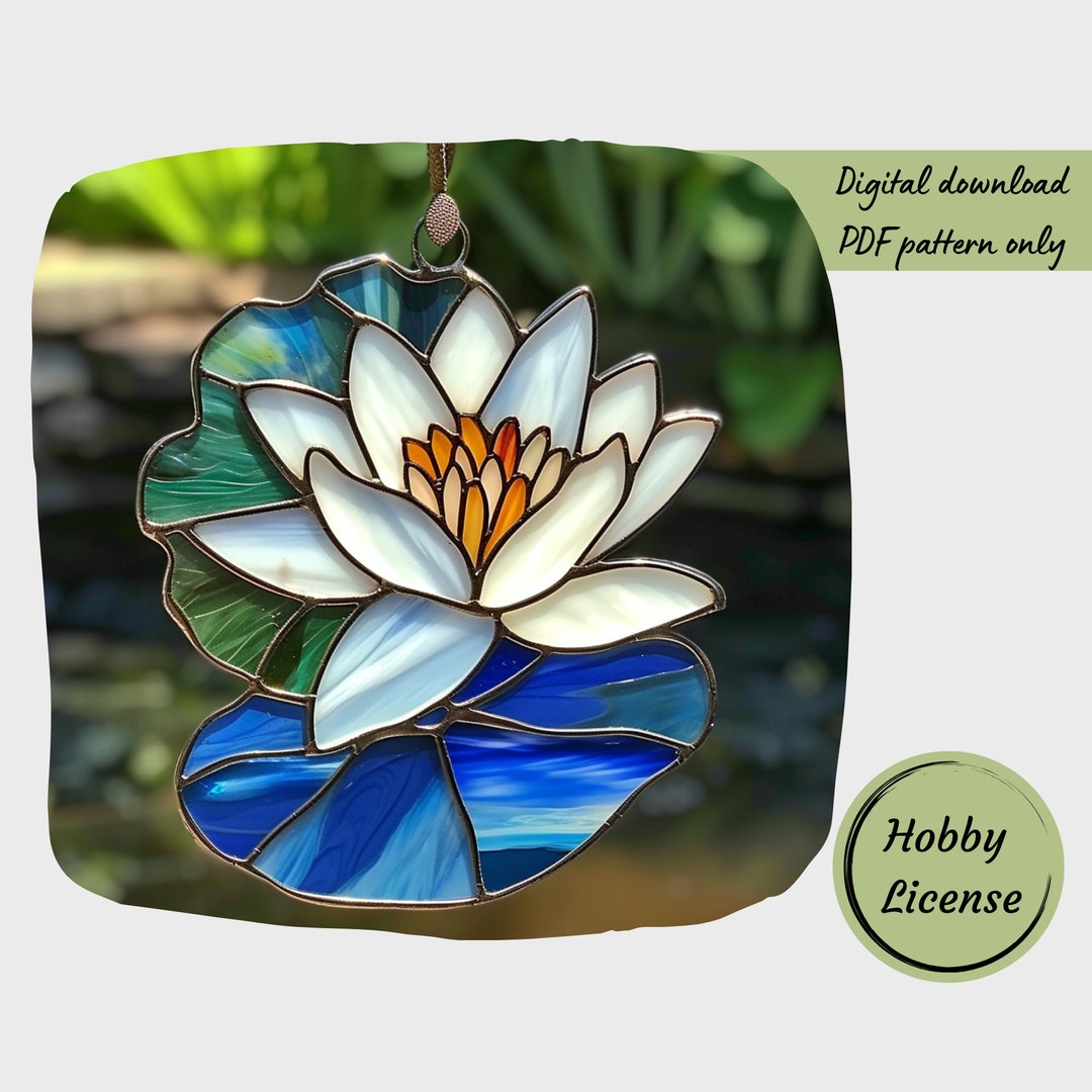 Water Lily Stained Glass Pattern Lotus Stained Glass Pattern Flower ...