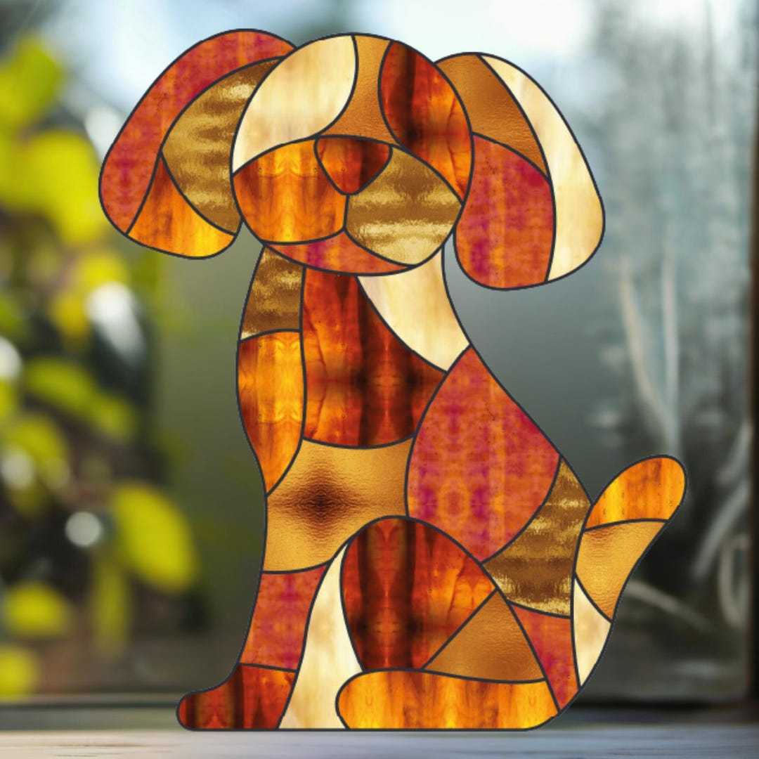 Dog Stained Glass Pattern, Digital Download, DIY Suncatcher Home Decor ...