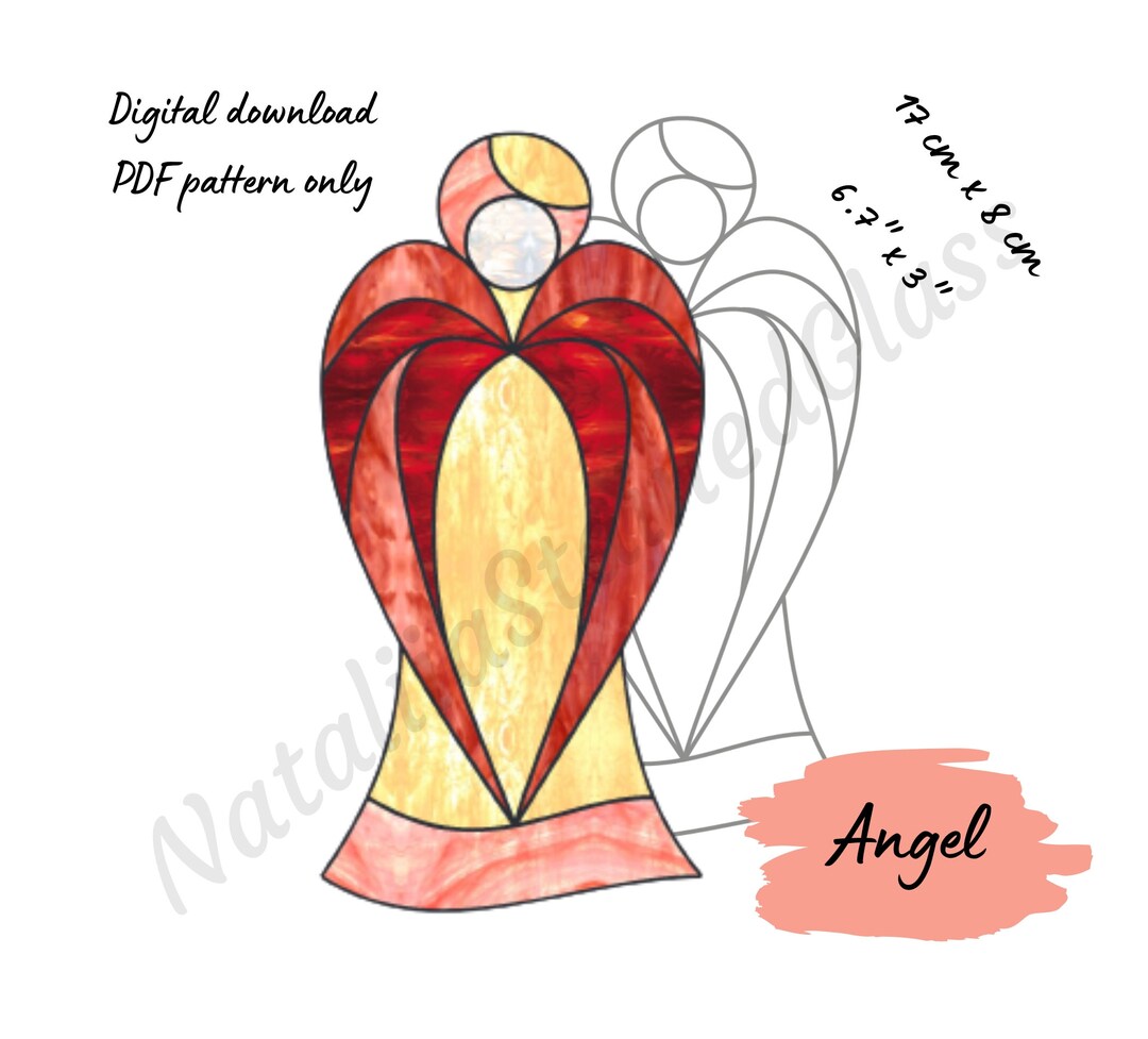 Angel Stained Glass Pattern, Digital Download Pattern, DIY Suncatcher ...