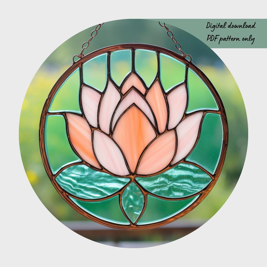 Lotus Suncatcher Stained Glass Pattern, Beginner DIY (PDF Pattern) - Etsy