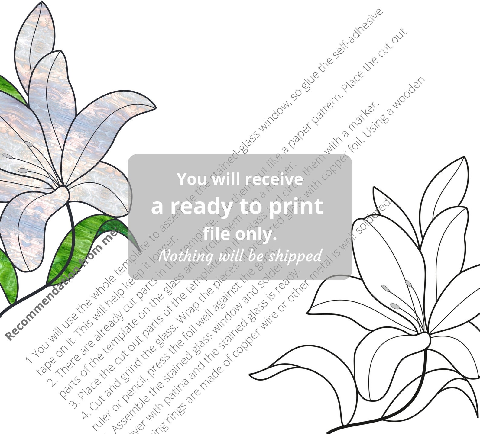 Lily Stained Glass Pattern Flower Suncatcher Window Hanging - Etsy