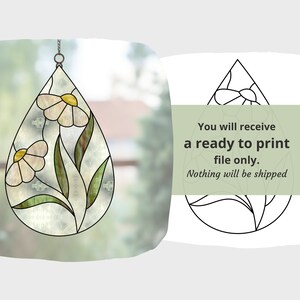 Daisy Stained Glass Suncatcher Pattern, Floral DIY Home Decor (PDF ...