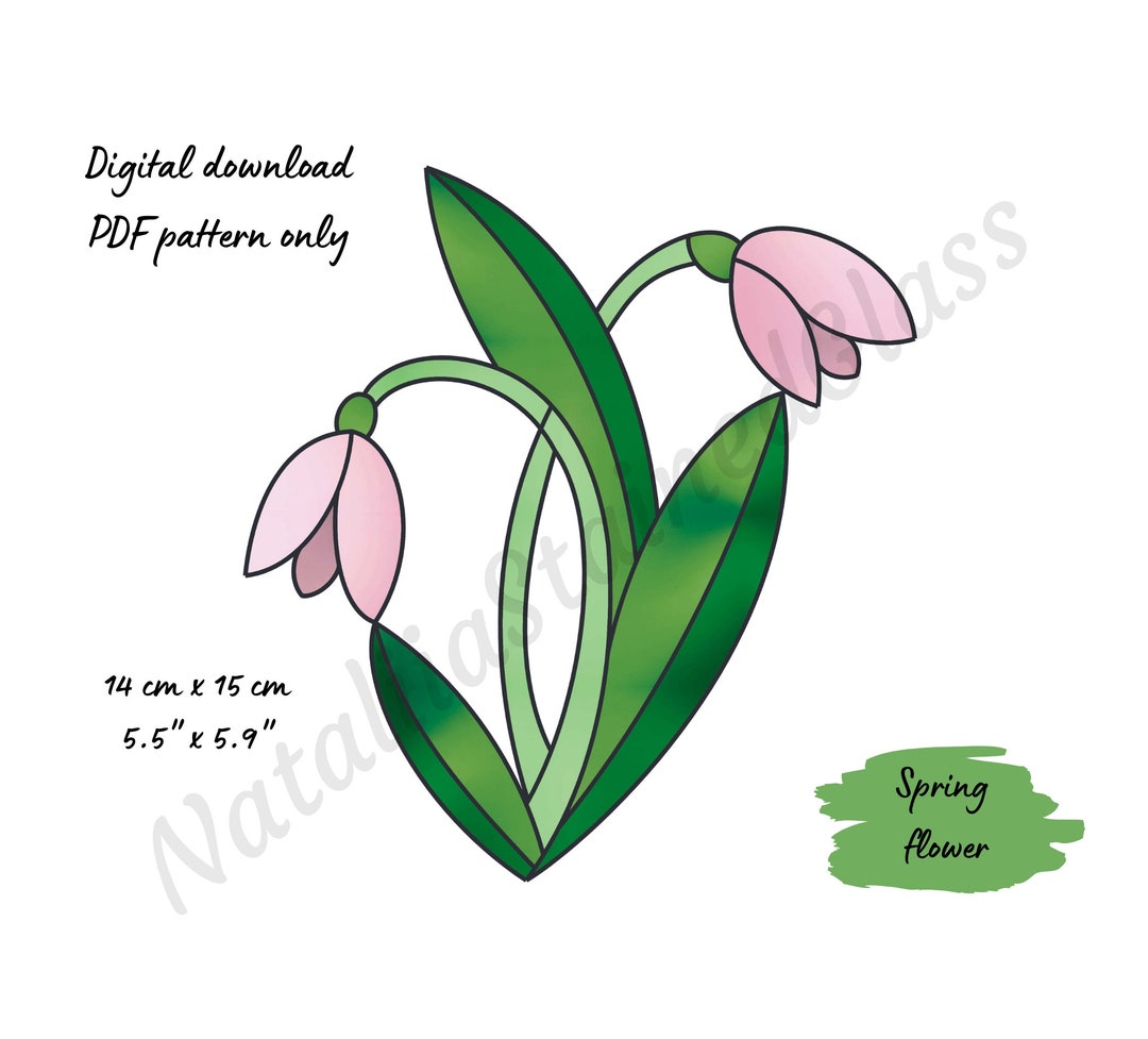 Snowdrop Stained Glass Pattern, Flower Stained Glass Pattern, Digital ...