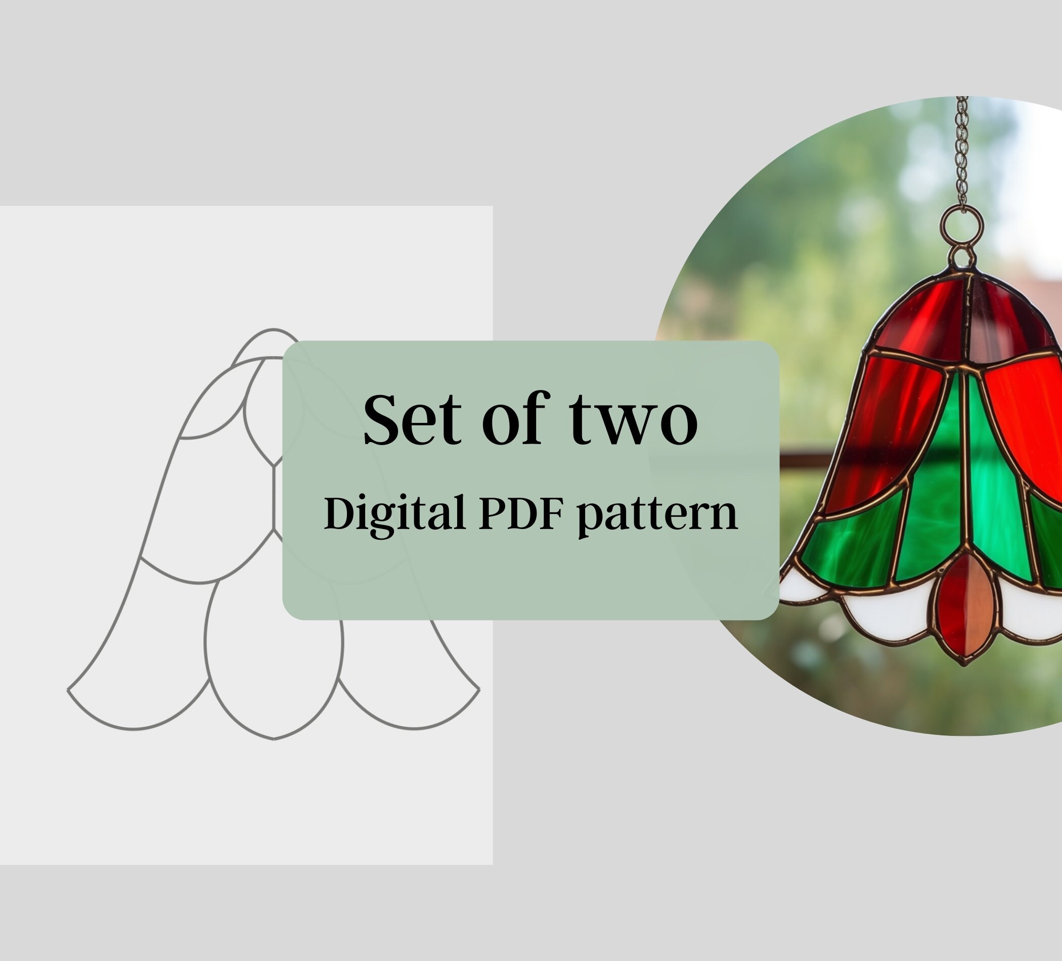 Christmas Bells Stained Glass Pattern, Digital Download, DIY Suncatcher ...