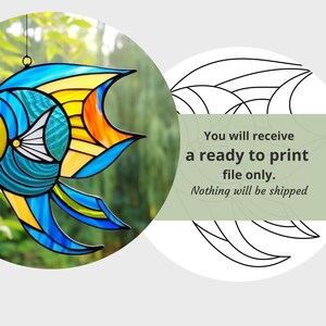 Fish Stained Glass Pattern Sea Animal Stained Glass Pattern Digital ...