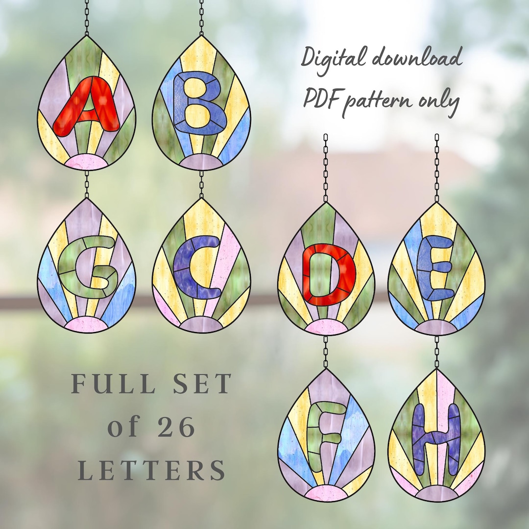 Initial Letter Teardrop Stained Glass Pattern, Digital Download, DIY ...