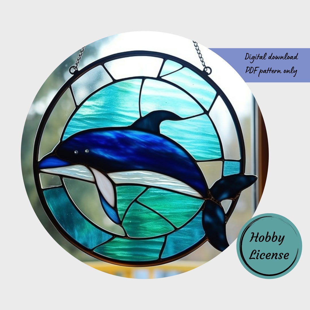 Dolphin Stained Glass Pattern Digital Download Simple Pattern DIY ...