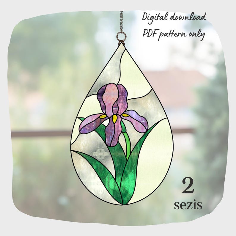 Iris Suncatcher Stained Glass Pattern: DIY Home Decor (digital Download ...