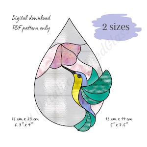 Hummingbird Stained Glass Pattern: DIY Suncatcher (digital Download, A4 ...