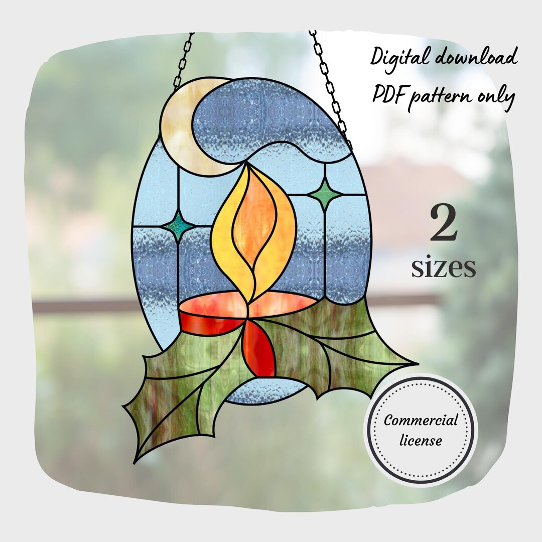 Christmas Candle Stained Glass Pattern, Digital Download PDF, DIY ...