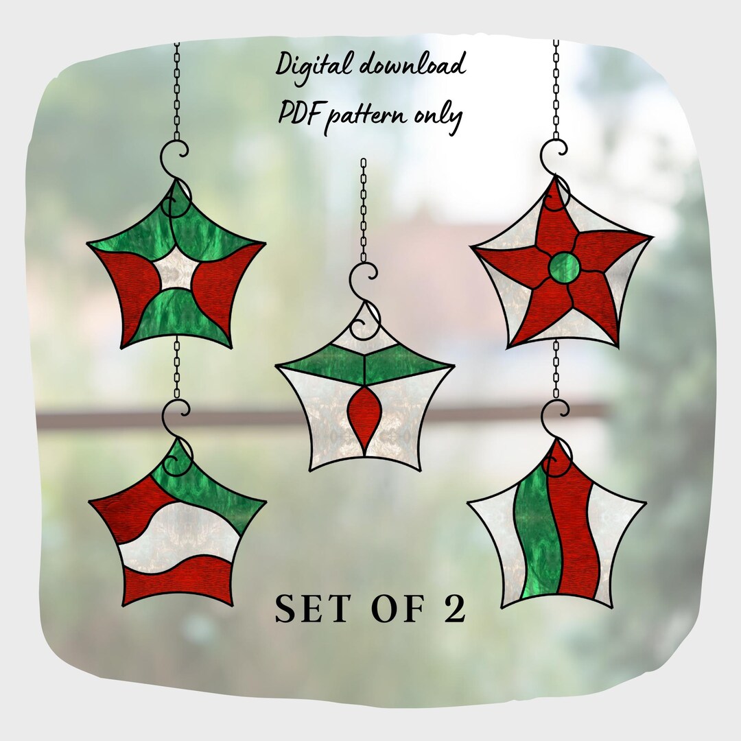 Christmas Star Set of 5 Stained Glass Pattern, Digital Download, DIY ...