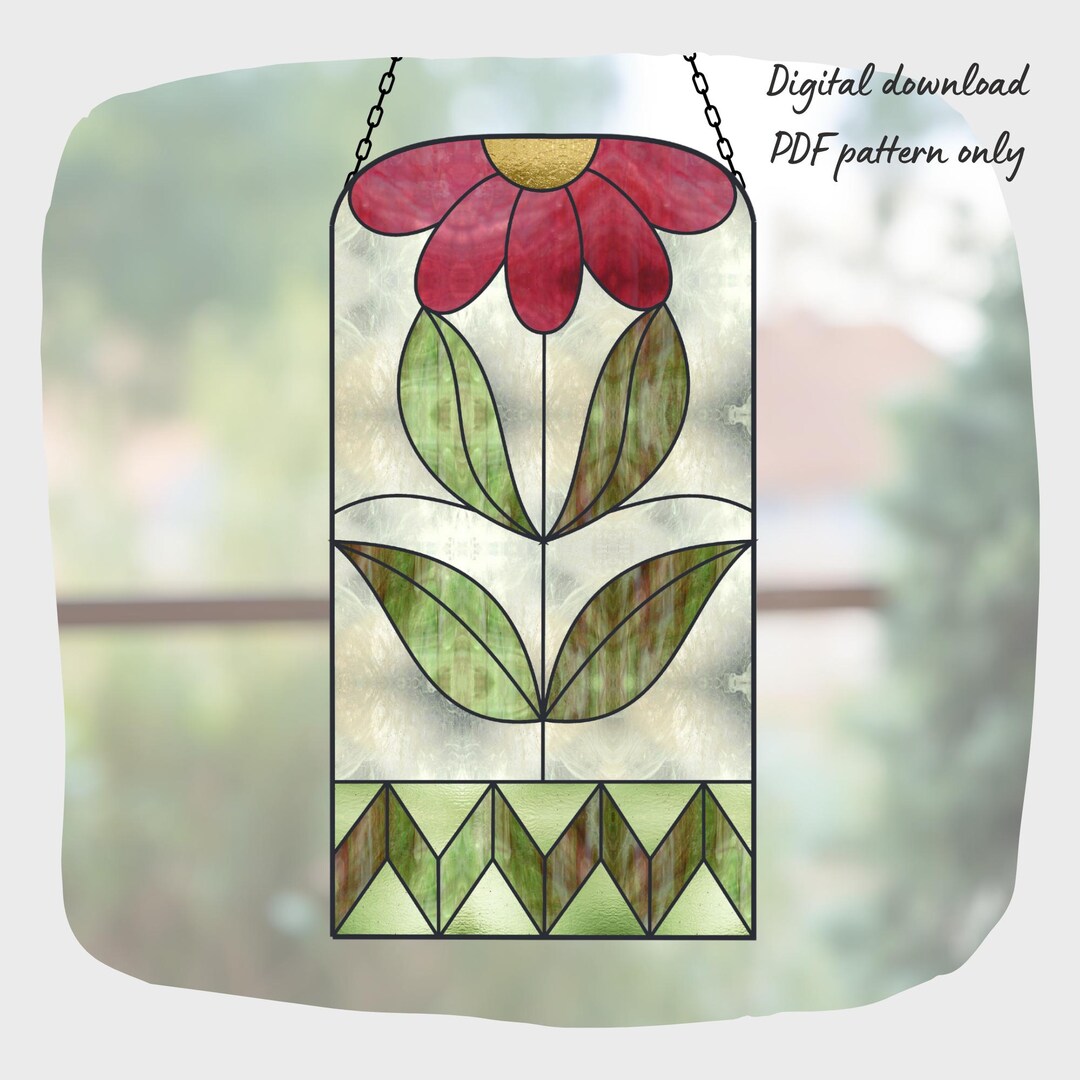 Daisy Flower Stained Glass Pattern, Digital Download, DIY Suncatcher ...