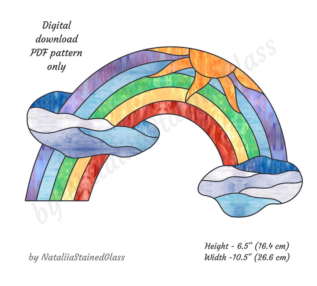 Rainbow Stained Glass Pattern Digital Download Sun Pattern DIY ...