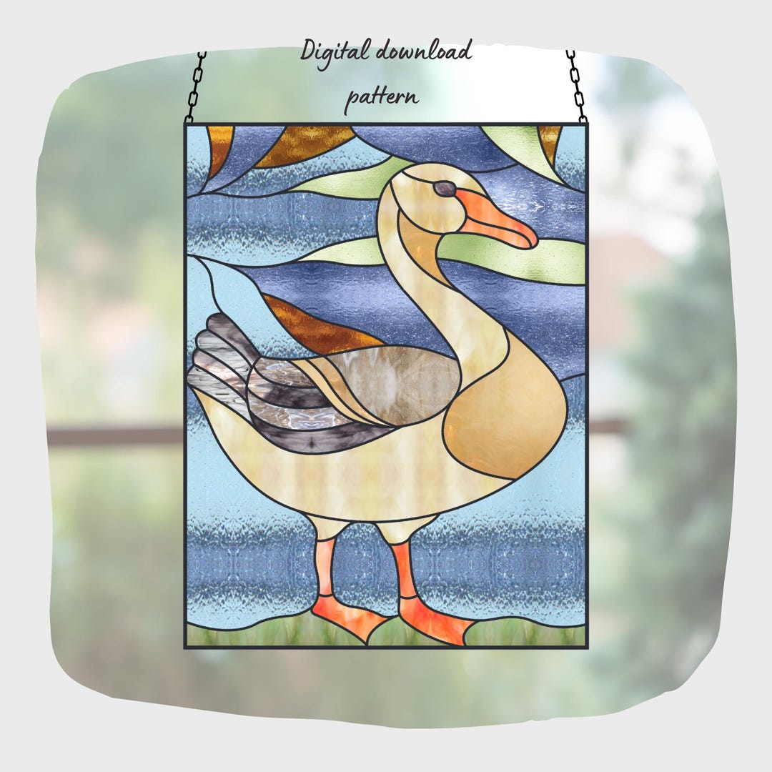 Goose Stained Glass Pattern, Digital Download, DIY Bird Suncatcher Home ...