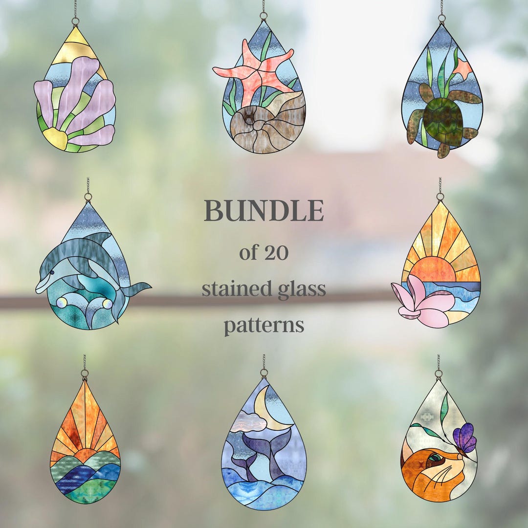 Teardrop Stained Glass Bundle Pattern, Digital Download, DIY Suncatcher ...