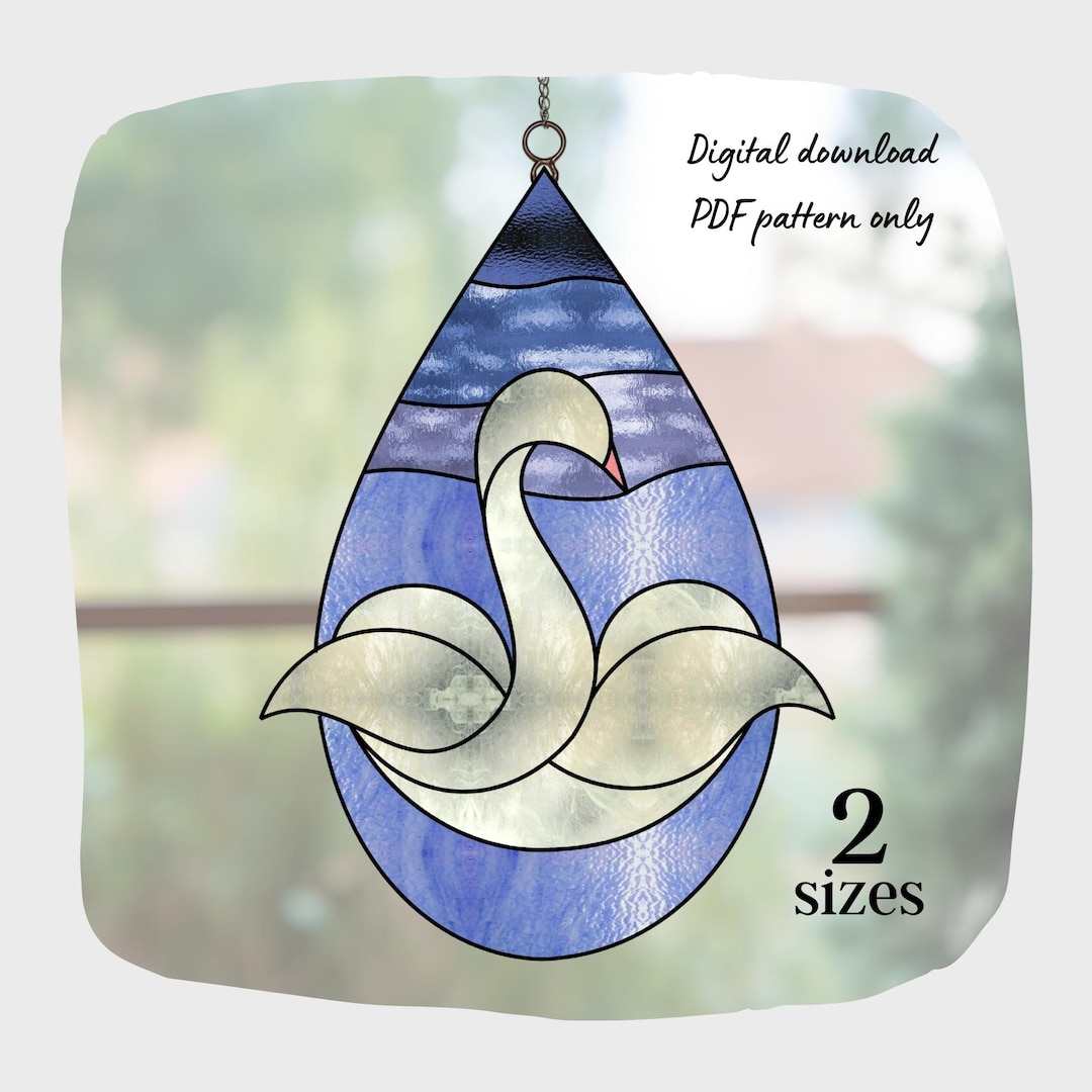 Swan Teardrop Stained Glass Pattern, Digital Download, Bird DIY ...