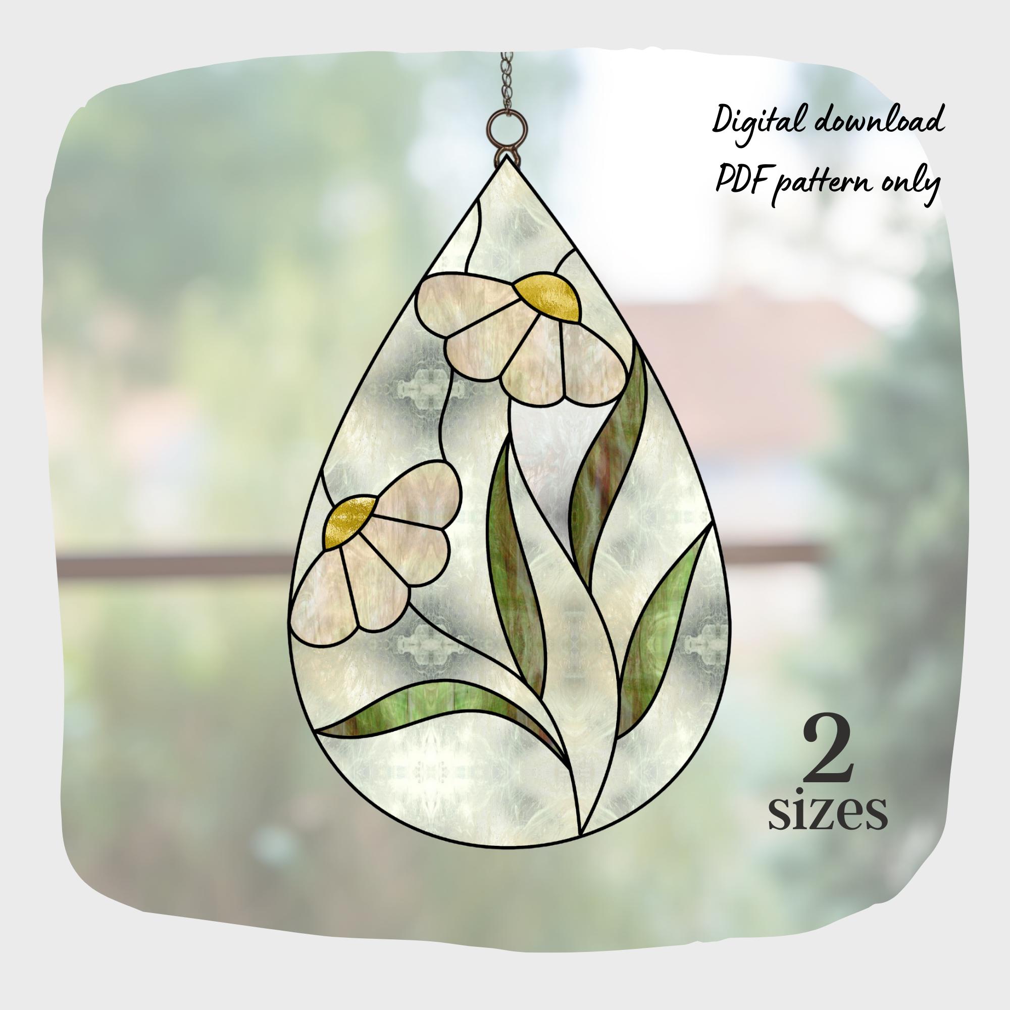 Daisy Stained Glass Suncatcher Pattern, Floral DIY Home Decor (PDF ...