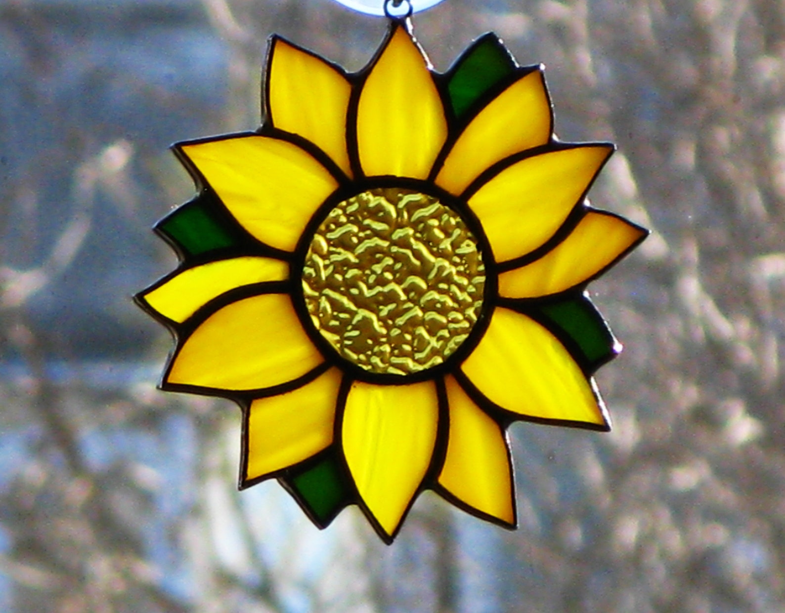 Sunflower Stained Glass Decor Suncatcher Window Hanging Etsy